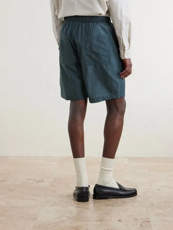ATON Wide-leg Belted Shell Shorts