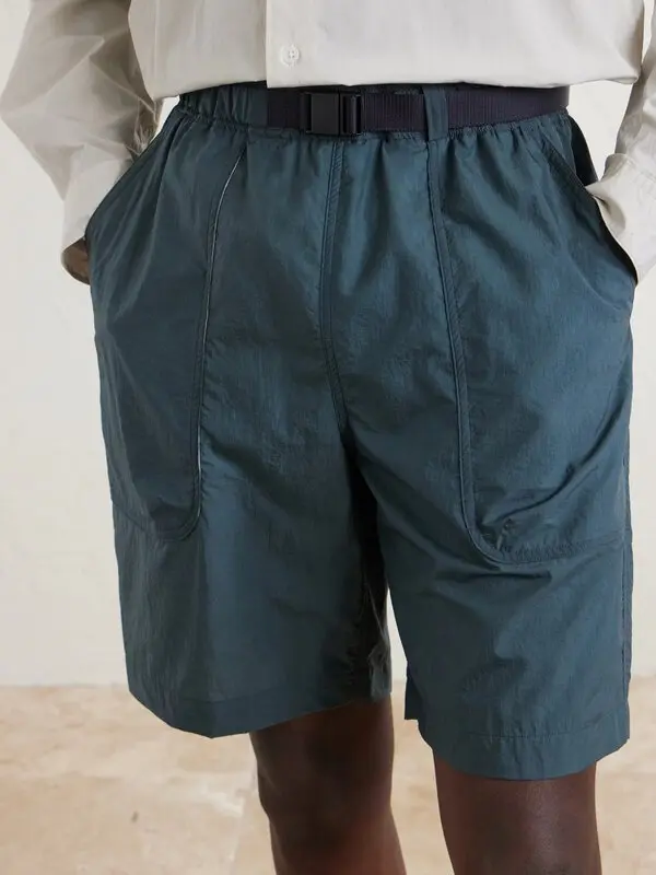 ATON Wide-leg Belted Shell Shorts