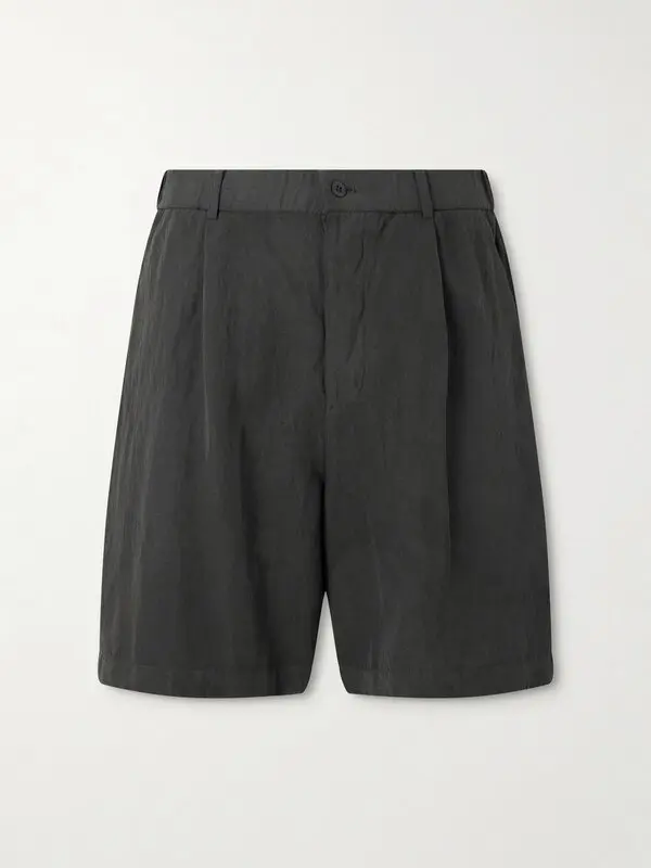 ATON Wide-leg Cotton And Linen-blend Twill Shorts