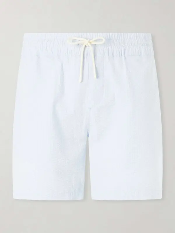 Portuguese Flannel Atlantico Straight-leg Cotton-seersucker Shorts - Blue