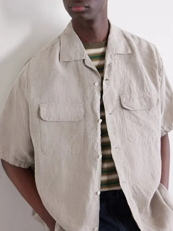 BEAMS Convertible-collar Linen Shirt - Neutrals