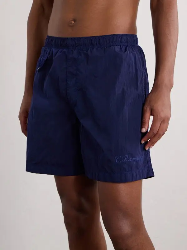 C.P. COMPANY Straight-leg Garment-dyed Swim Shorts - Blue