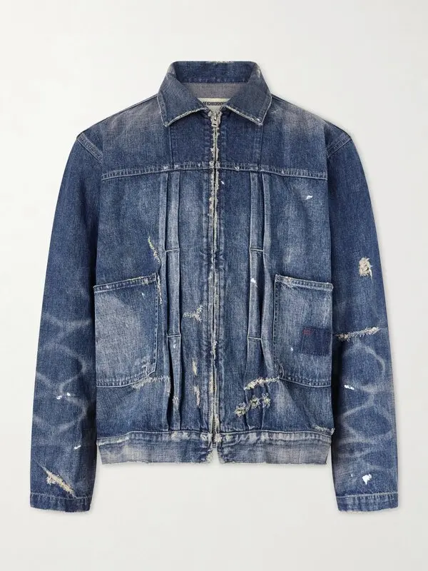 NEIGHBORHOOD Distressed Denim Jacket - Blue