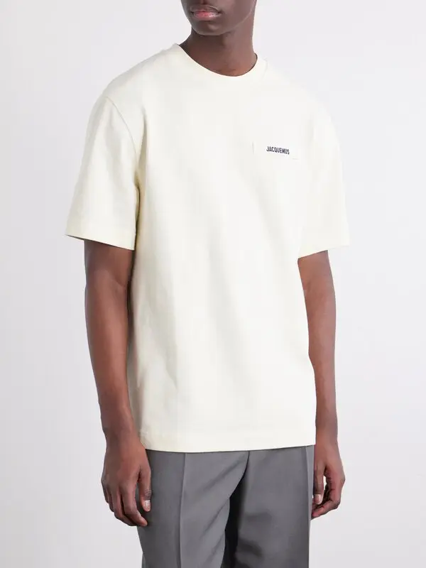Jacquemus Logo Appliqué Cotton Jersey T-shirt - Neutrals