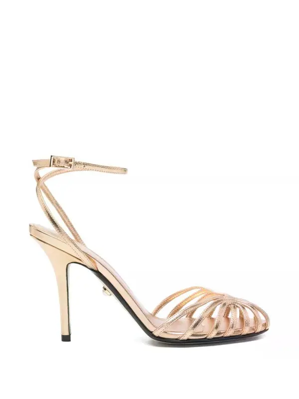 ALEVI MILANO Metallic Leather Stiletto Sandals