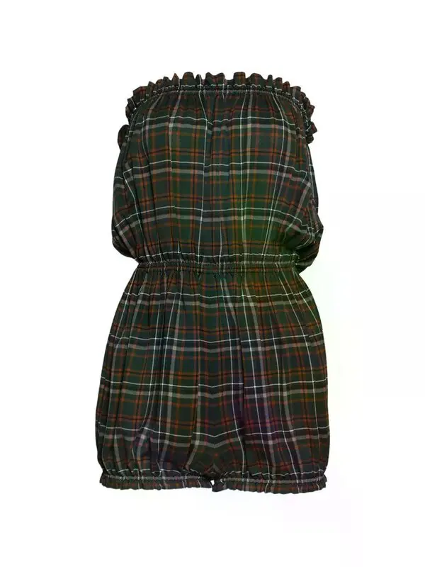 Saint Laurent Ruffled Checked Jumpsuit - Green
