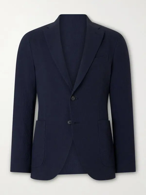 SLOWEAR Seersucker Suit Jacket - Blue