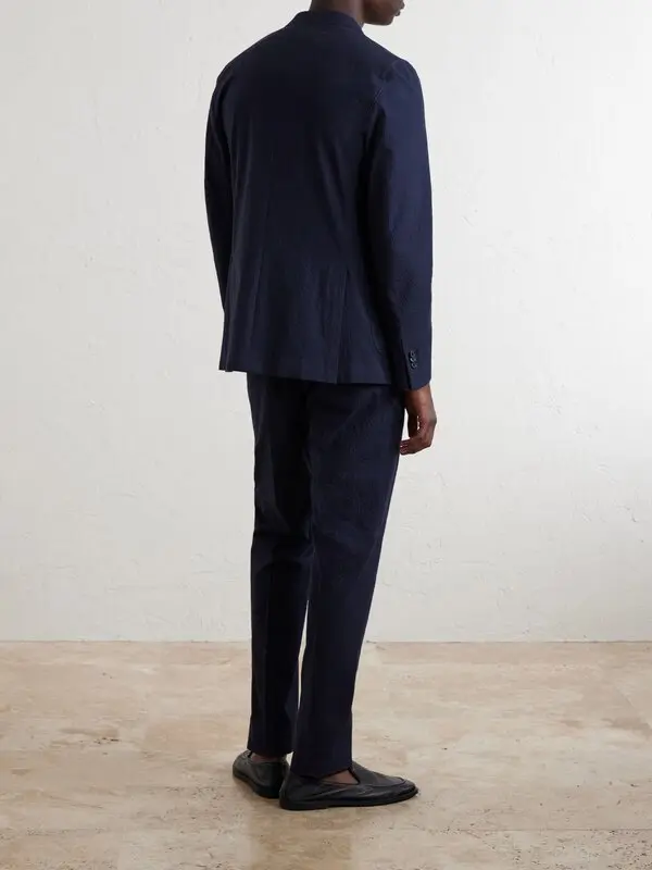 SLOWEAR Seersucker Suit Jacket - Blue