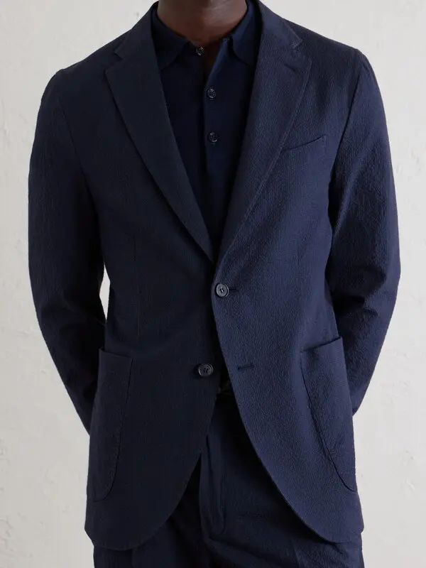 SLOWEAR Seersucker Suit Jacket - Blue
