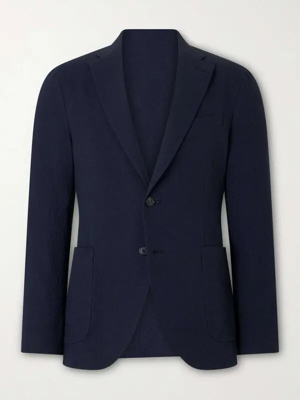 SLOWEAR Seersucker Suit Jacket - Navy