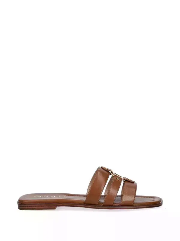 TWINSET Logo-plaque Caged Slides - Brown