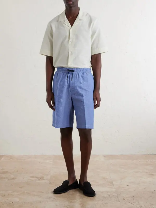 Paul Smith Straight-leg Striped Cotton-seersucker Drawstring Shorts