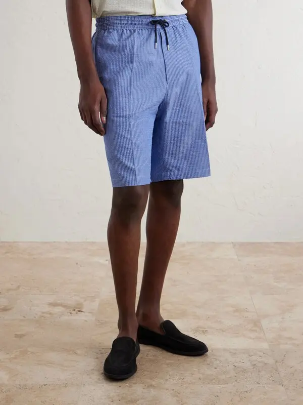 Paul Smith Straight-leg Striped Cotton-seersucker Drawstring Shorts