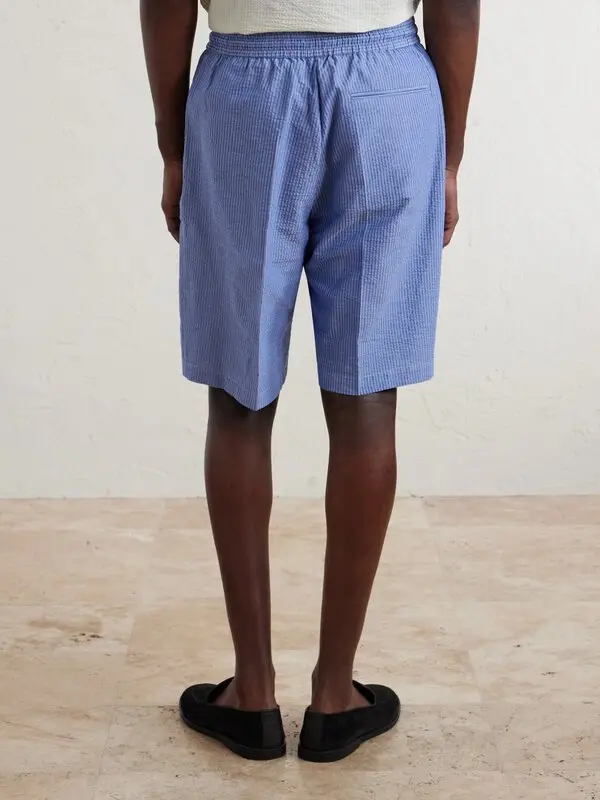 Paul Smith Straight-leg Striped Cotton-seersucker Drawstring Shorts