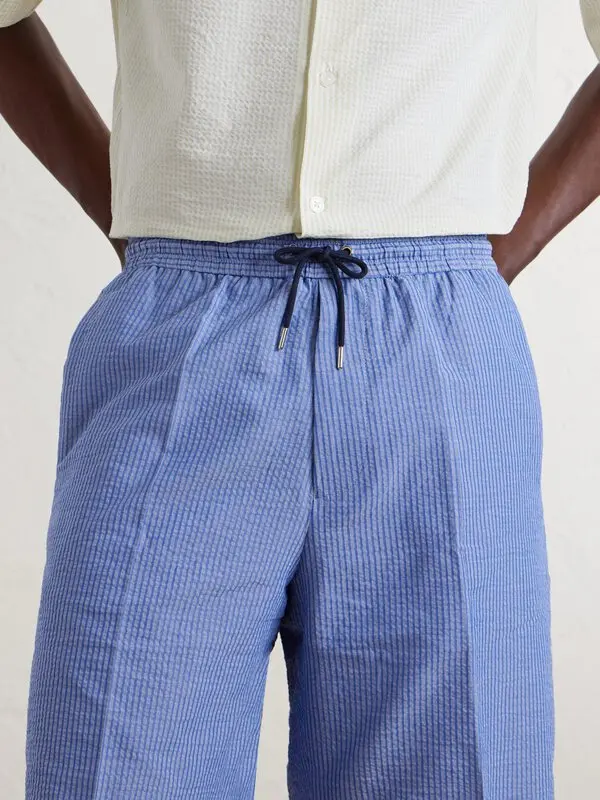 Paul Smith Straight-leg Striped Cotton-seersucker Drawstring Shorts