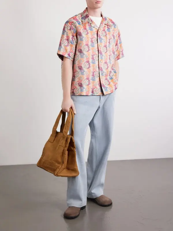 Visvim Crosby Camp-collar Silk And Cotton-blend Jacquard Shirt