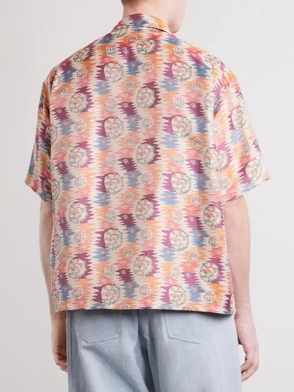 Visvim Crosby Camp-collar Silk And Cotton-blend Jacquard Shirt