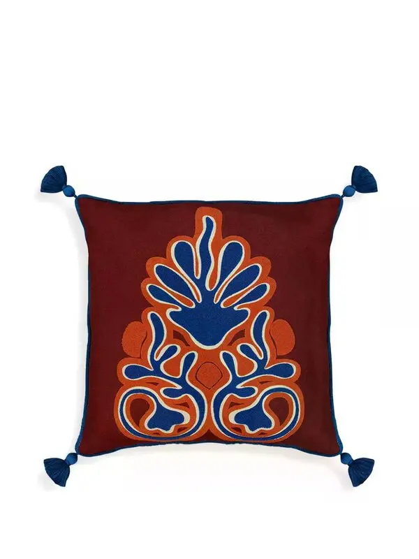HOUSE OF CAPRICORN Abstract Tassel Teles Cushion - Red