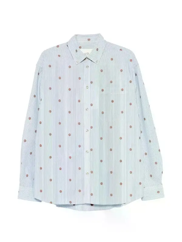 LES DEUX Kolton Stripe-pattern Basketball-embroidered Shirt