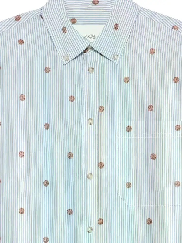 LES DEUX Kolton Stripe-pattern Basketball-embroidered Shirt