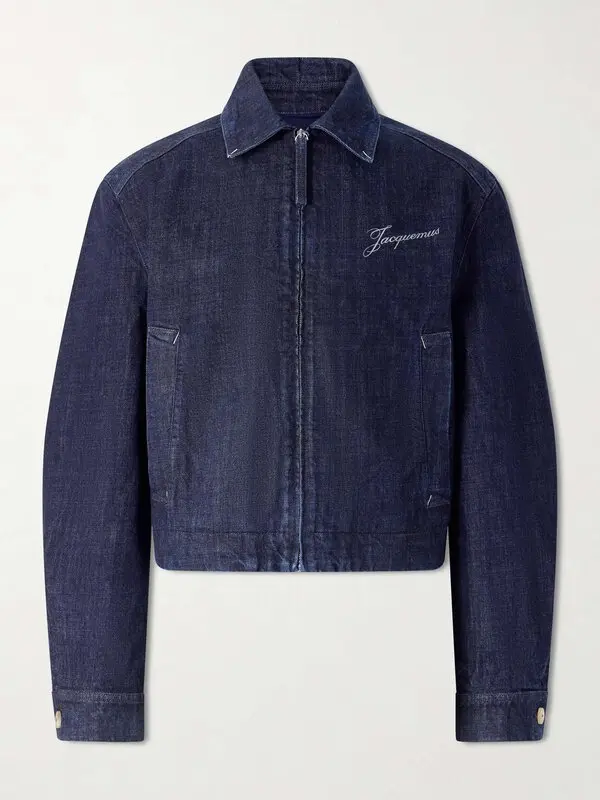 Jacquemus La Veste De-nîmes Logo-embroidered Denim Jacket - Navy
