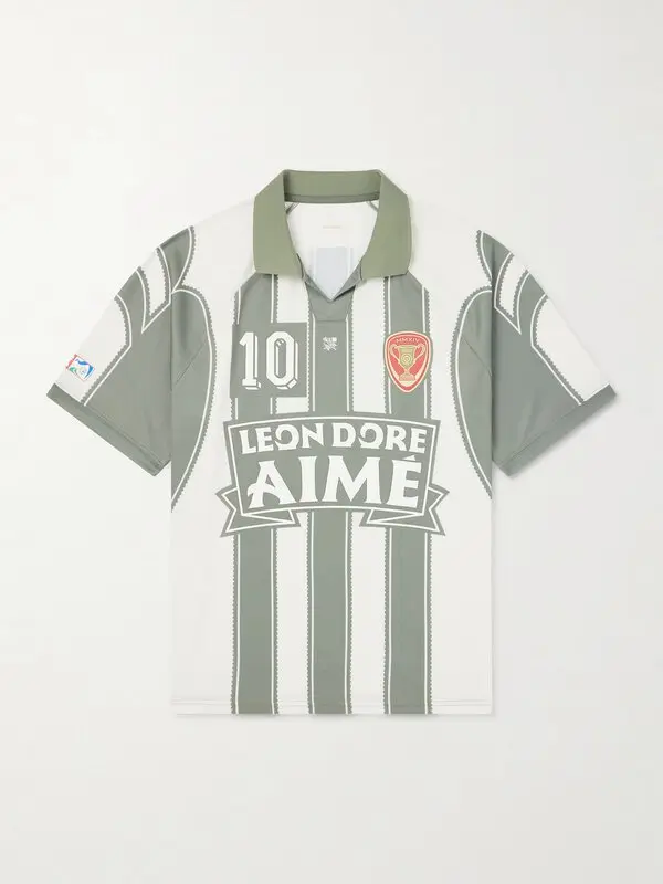 Aimé Leon Dore Logo-appliquéd Striped Jersey T-shirt - Green