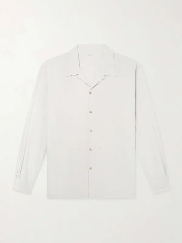 A.PRESSE Camp-collar Silk Shirt - Ecru