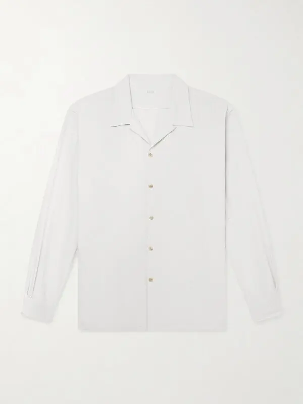A.PRESSE Camp-collar Silk Shirt - Neutrals