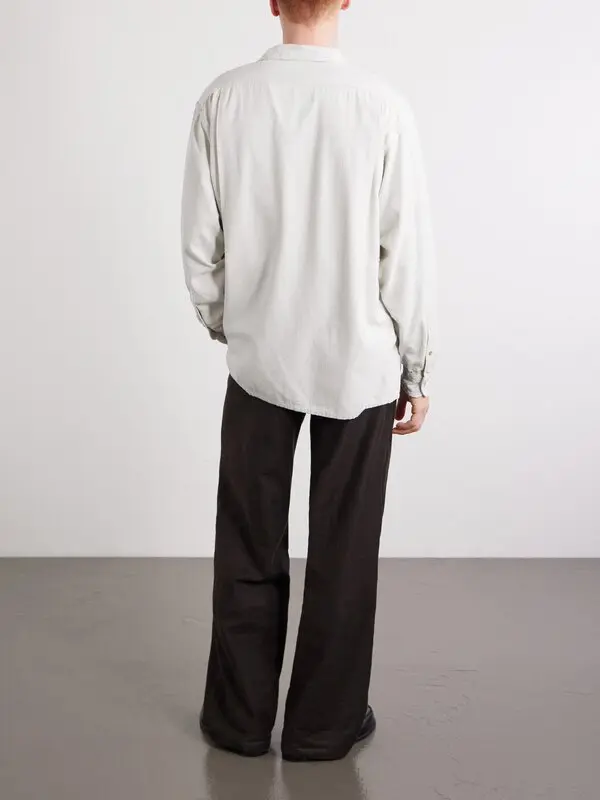 A.PRESSE Camp-collar Silk Shirt - Neutrals