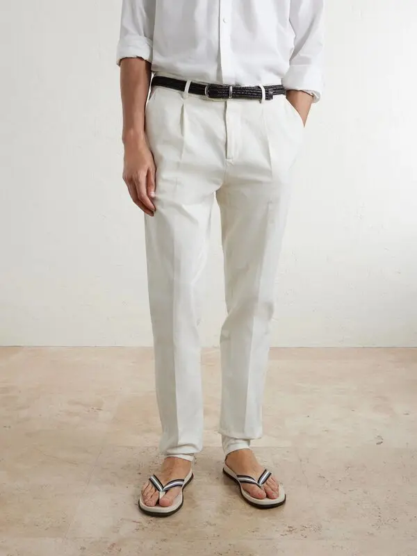 Brunello Cucinelli Striped Grosgrain Flip Flops - White