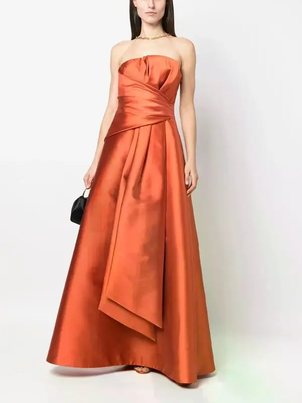 Alberta Ferretti Gathered-detail Strapless Gown