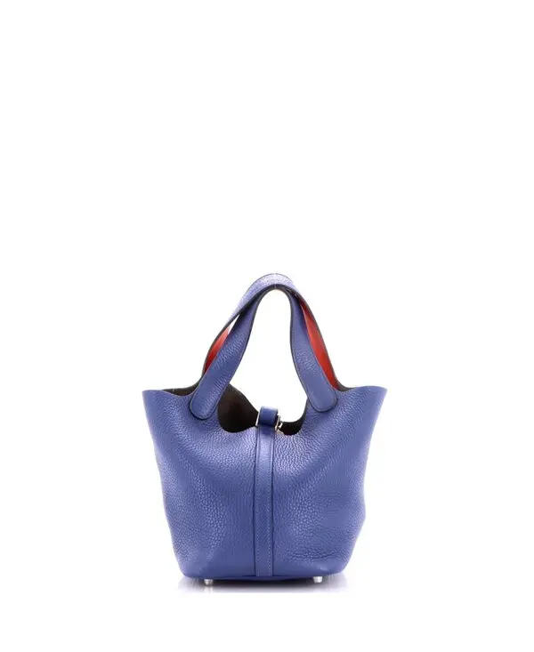 Hermès Pm Eclat Picotin Lock Bag Clemence - Blue/ Blue/ Red
