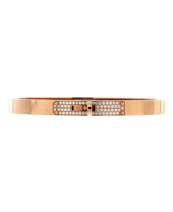 Hermès Small Kelly Bracelet In 18k Rose Gold With Diamonds - Pink