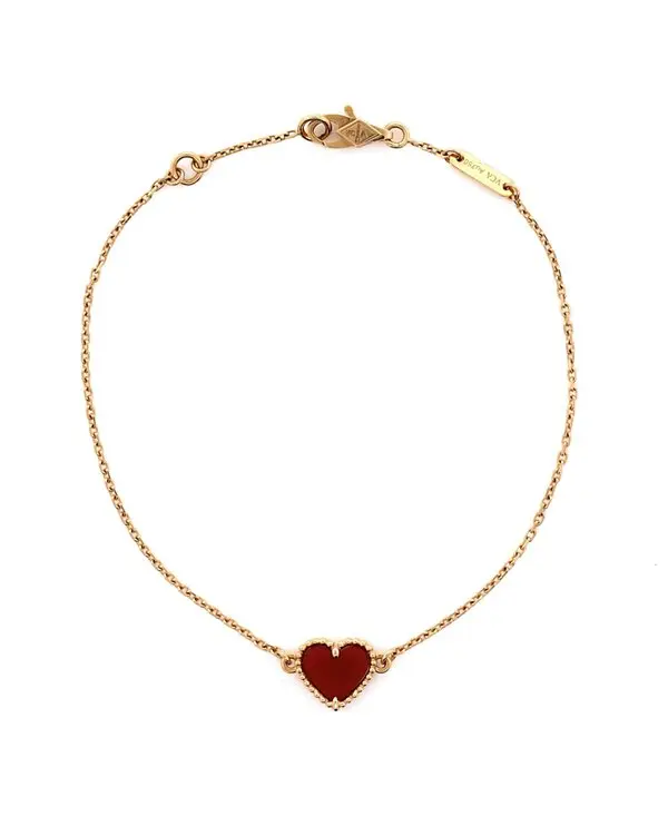 VAN CLEEF & ARPELS Sweet Alhambra Heart Bracelet With Carnelian - Pink