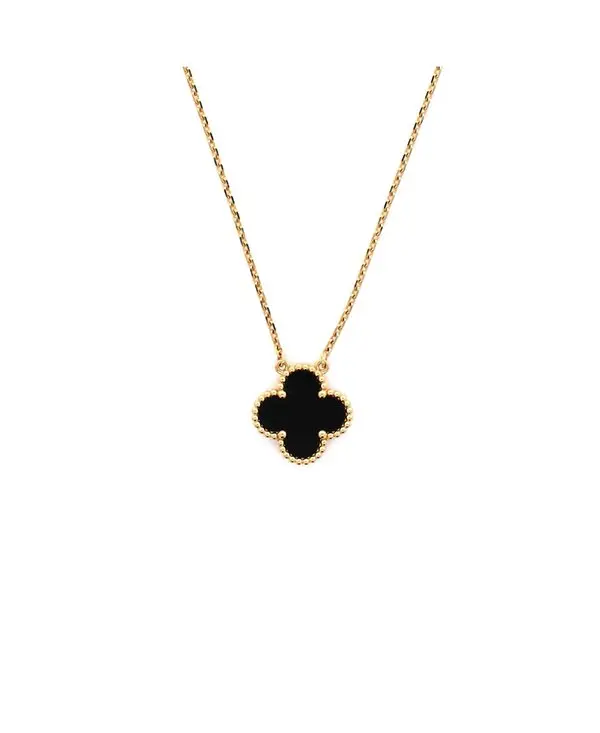 VAN CLEEF & ARPELS Vintage Alhambra Pendant Necklace 18k And Onyx, 16.25 - Gold