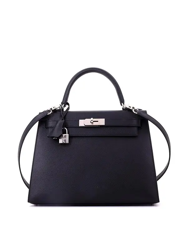 Hermès Kelly 28 Handbag Black Epsom With Palladium Hardware - Noir