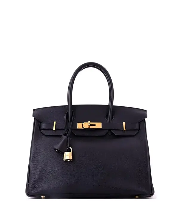 Hermès Birkin 30 Handbag Black Evercolor With Gold Hardware - Noir