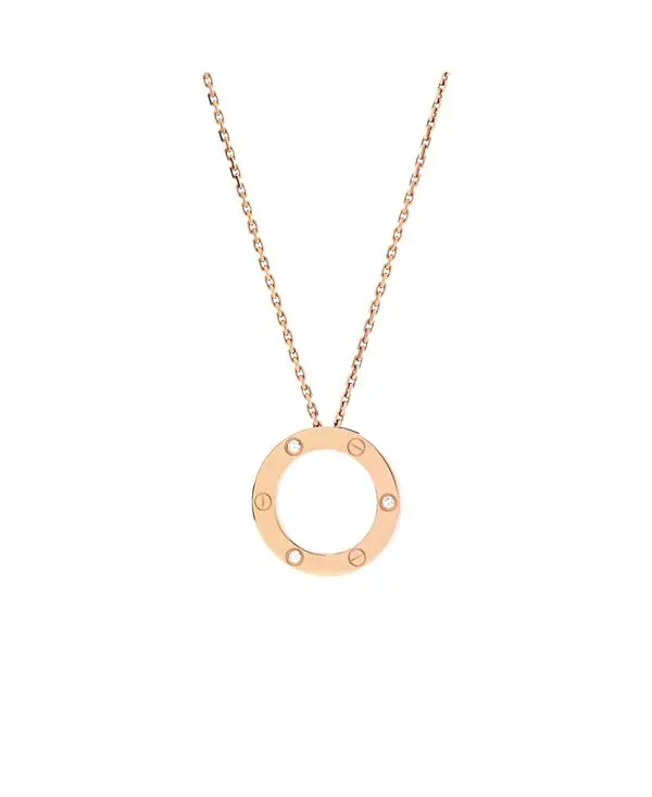 CARTIER Love Pendant Necklace 18k Rose Gold And Diamonds - Pink