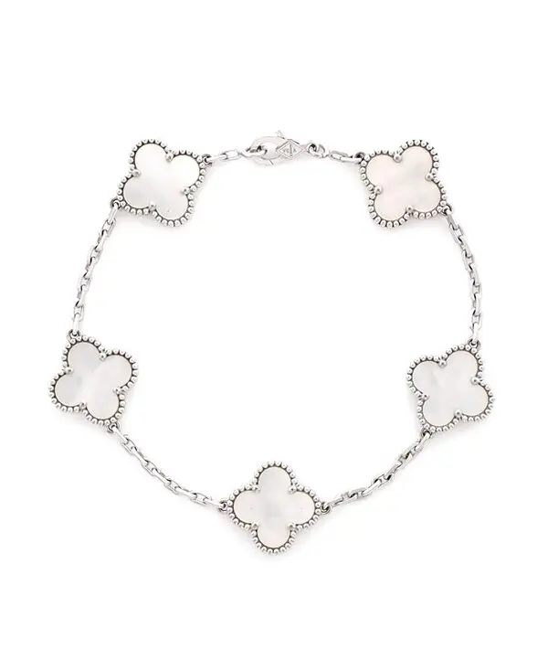 VAN CLEEF & ARPELS Vintage Alhambra 5 Motifs Bracelet - White