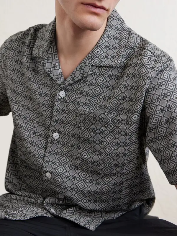 Aimé Leon Dore Novelty Camp-collar Cotton-jacquard Shirt