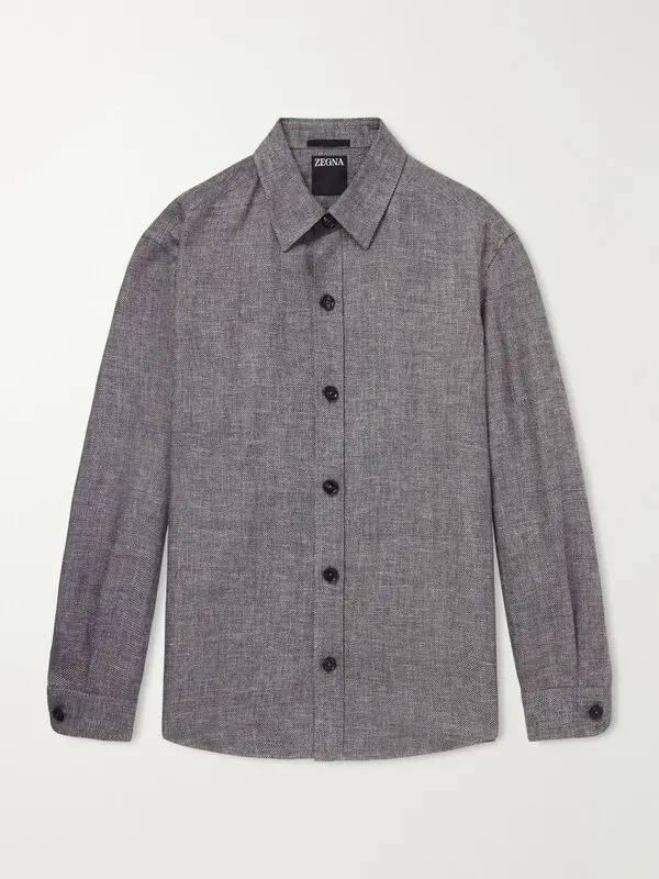 Zegna Cashmere, Linen And Silk-blend Overshirt - Gray