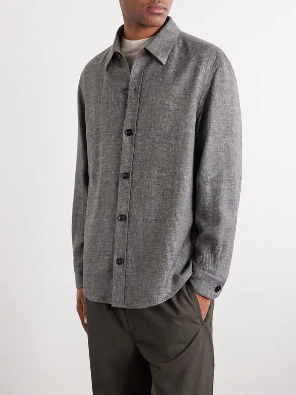 Zegna Cashmere, Linen And Silk-blend Overshirt - Gray