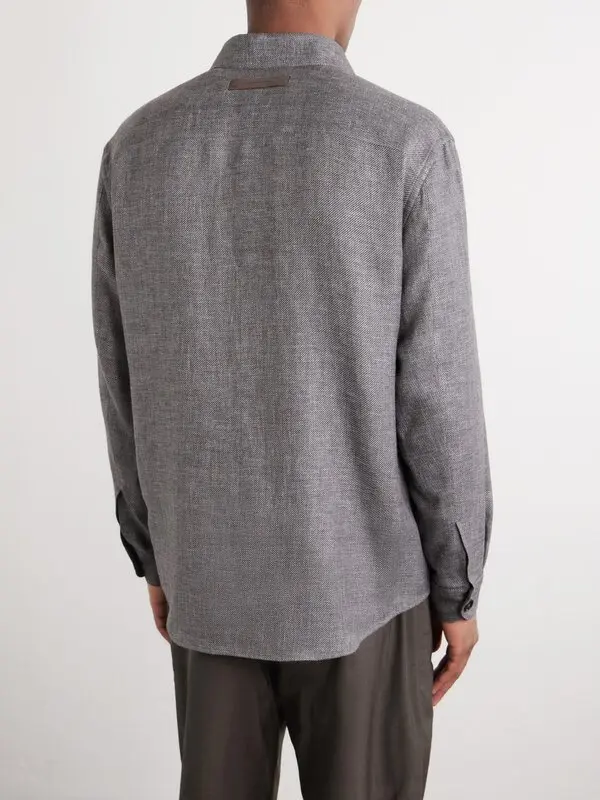 Zegna Cashmere, Linen And Silk-blend Overshirt - Gray