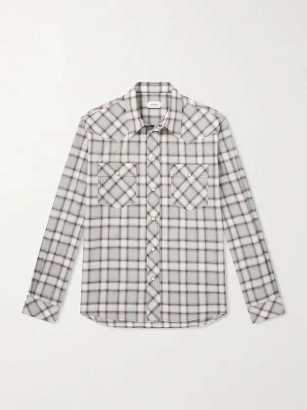 Versace Checked Cotton-poplin Shirt - Gray