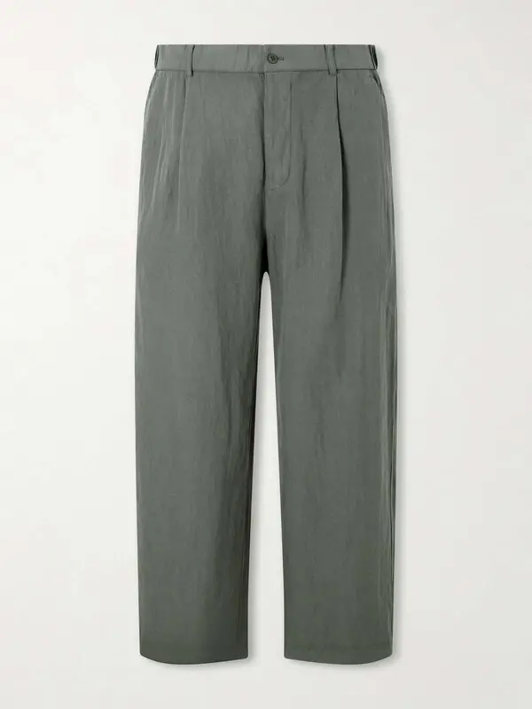 ATON Wide-leg Cotton And Linen-blend Trousers