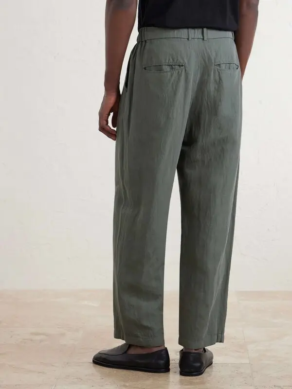 ATON Wide-leg Cotton And Linen-blend Trousers
