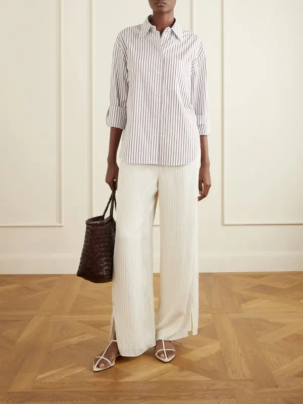Theory Striped Wide-leg Pants