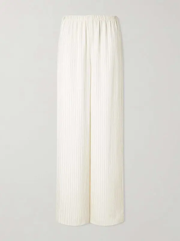 Theory Striped Woven Wide-leg Pants - Off-white