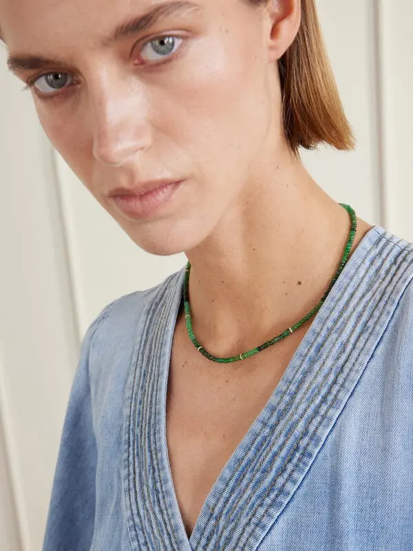 Jia Jia Arizona 14-karat Gold, Emerald And Diamond Necklace - Green