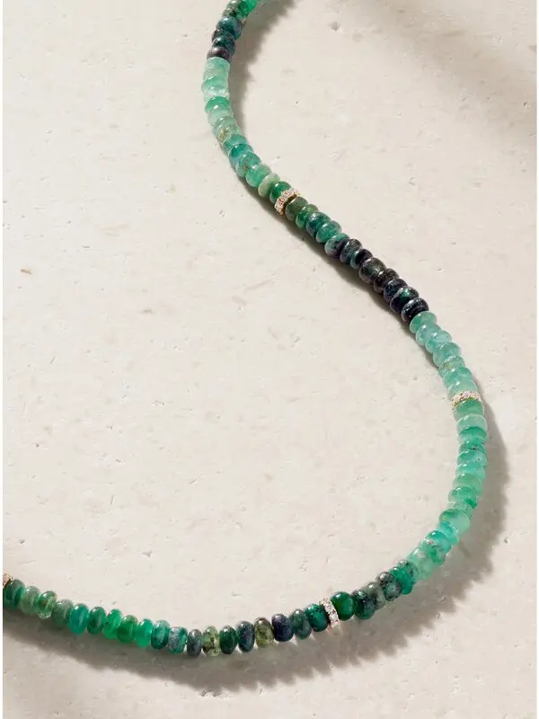 Jia Jia Arizona 14-karat Gold, Emerald And Diamond Necklace - Green
